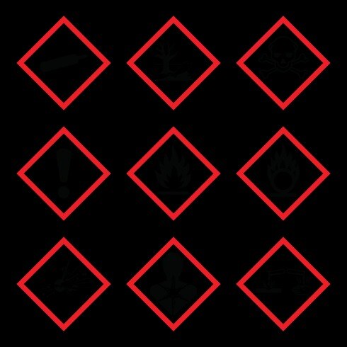 Här är de aktuella farosymbolerna